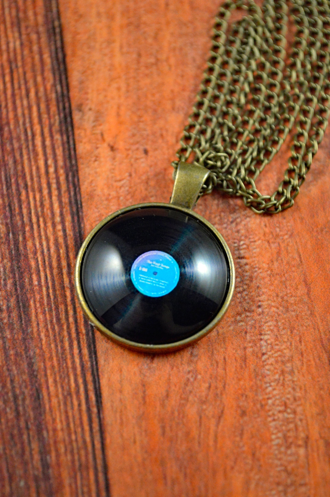 Blue Record Necklace, Record Necklace, Vintage Record, Vintage Music ...