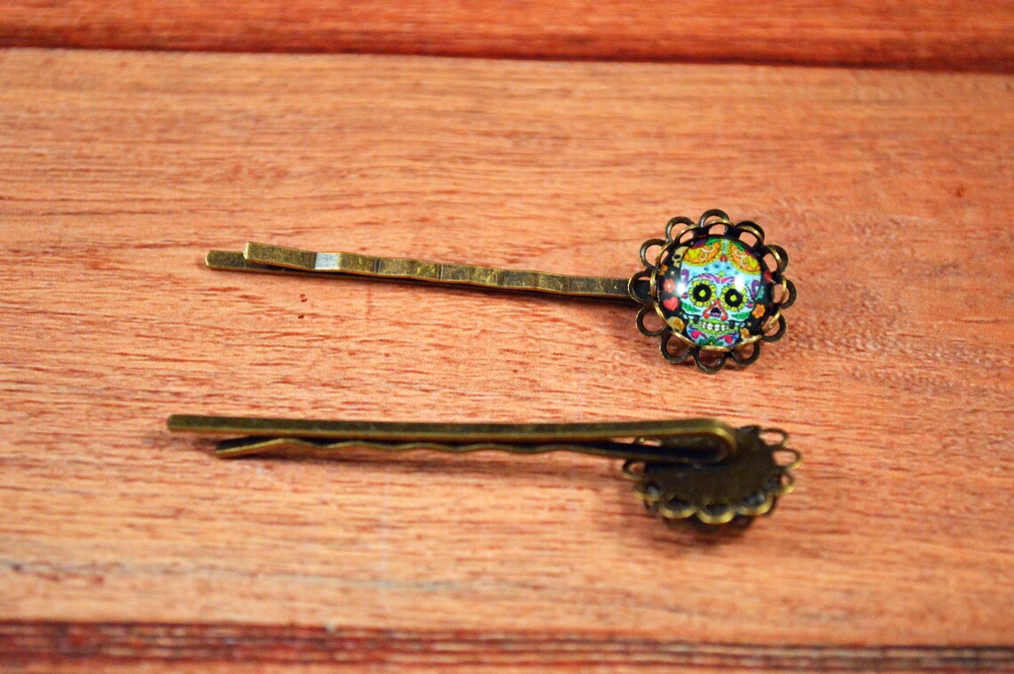 Skull Hair Pins Sugar Skull Pins Sugar Skull Pin Sugar - Etsy