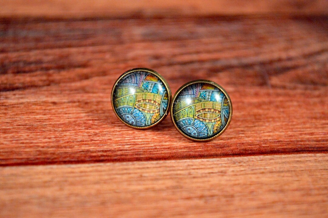 Art Studs, Abstract Studs, Abstract Art Studs, Abstract Earrings ...