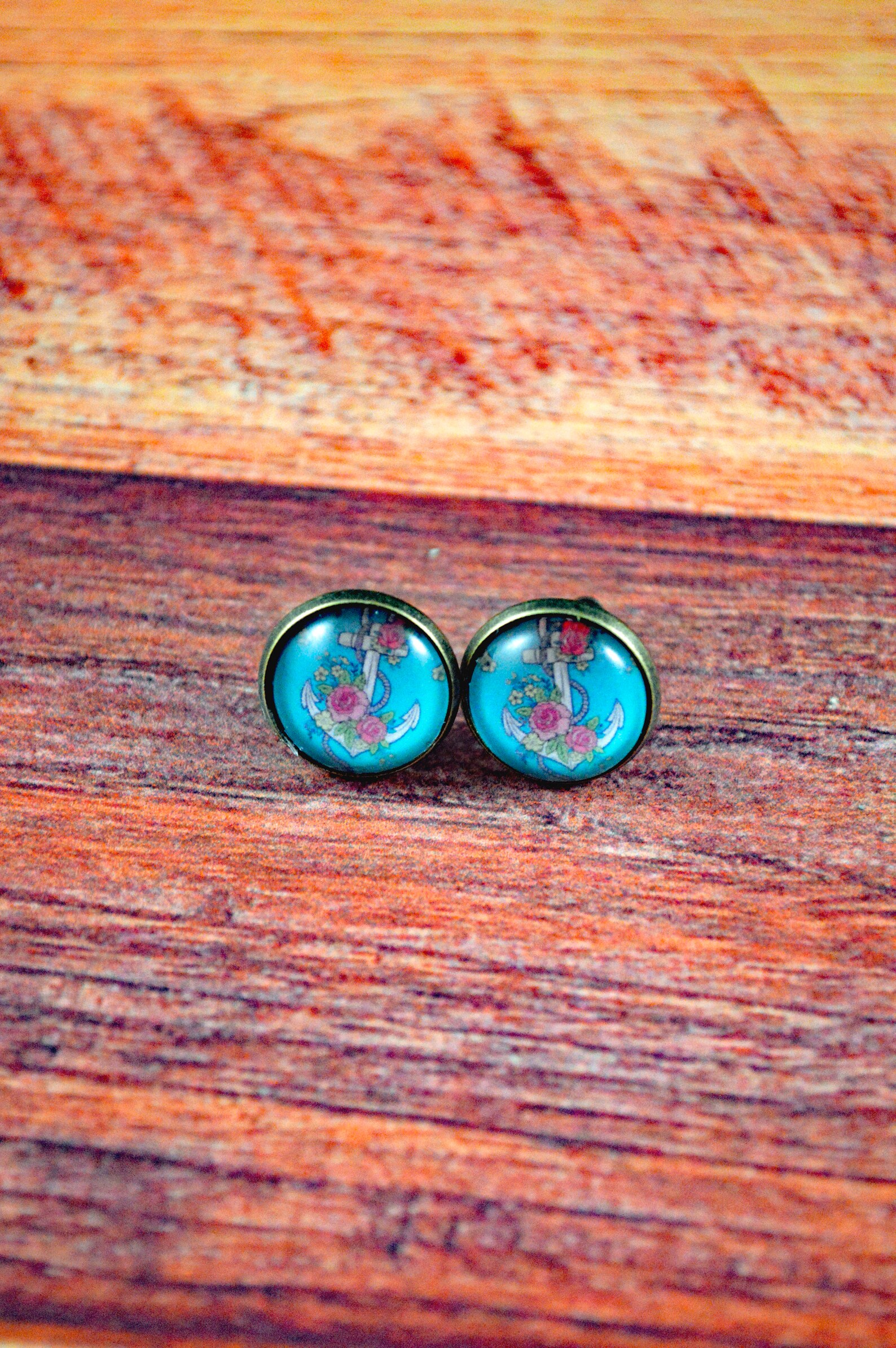 Anchor Studs, Anchor Earrings, Anchor Jewelry, Blue Anchor Studs ...