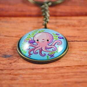 Octopus Keyring, Octopus Keychain, Octopus Gift, Pink Octopus, Nautical ...