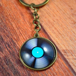 Music Key Chain, Music Key Ring, Music Gift, Record Key Chain, Record ...