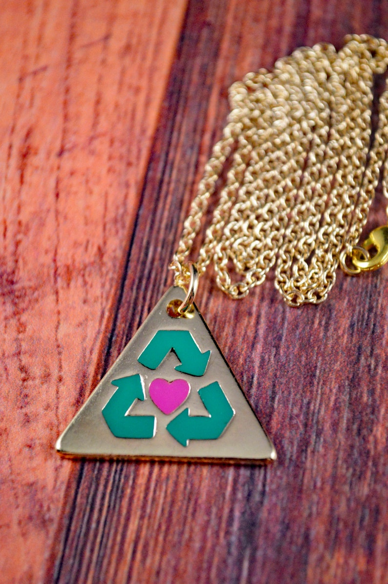 Recycle Necklace, Recycle Jewelry, Earth Day Necklace, Recycling ...
