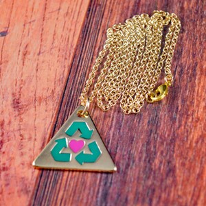Recycle Necklace, Recycle Jewelry, Earth Day Necklace, Recycling ...