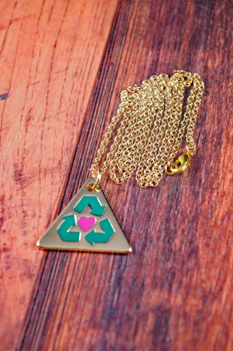 Recycle Necklace, Recycle Jewelry, Earth Day Necklace, Recycling ...