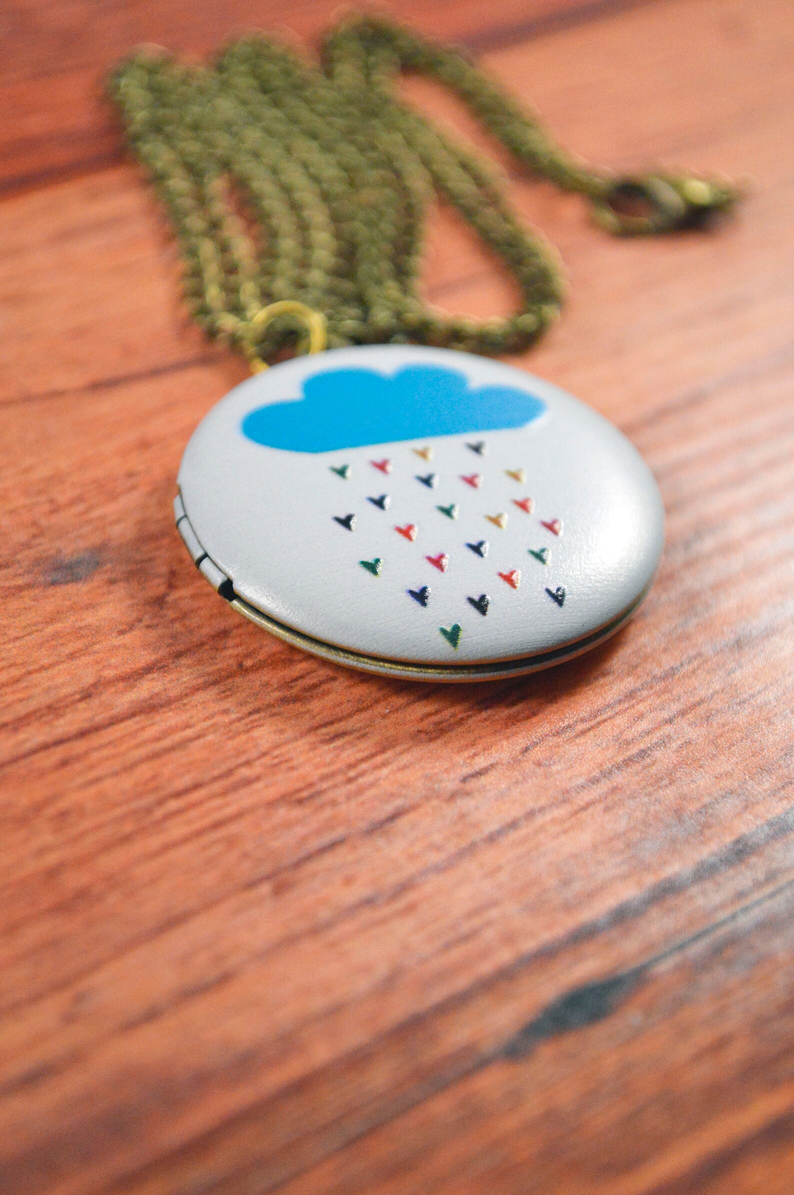 Rainbow Rain Locket, Raindrop Locket, Weather Locket, Rain Necklace ...