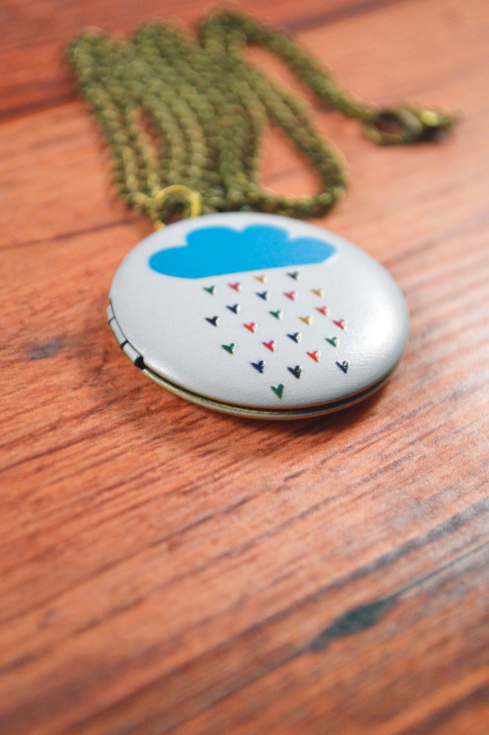 Rainbow Rain Locket, Raindrop Locket, Weather Locket, Rain Necklace ...