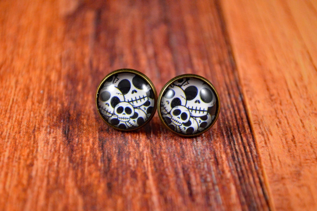 Skull Studs, Black Skull Studs, Skull Studs, Black Skull Stud, Skull ...