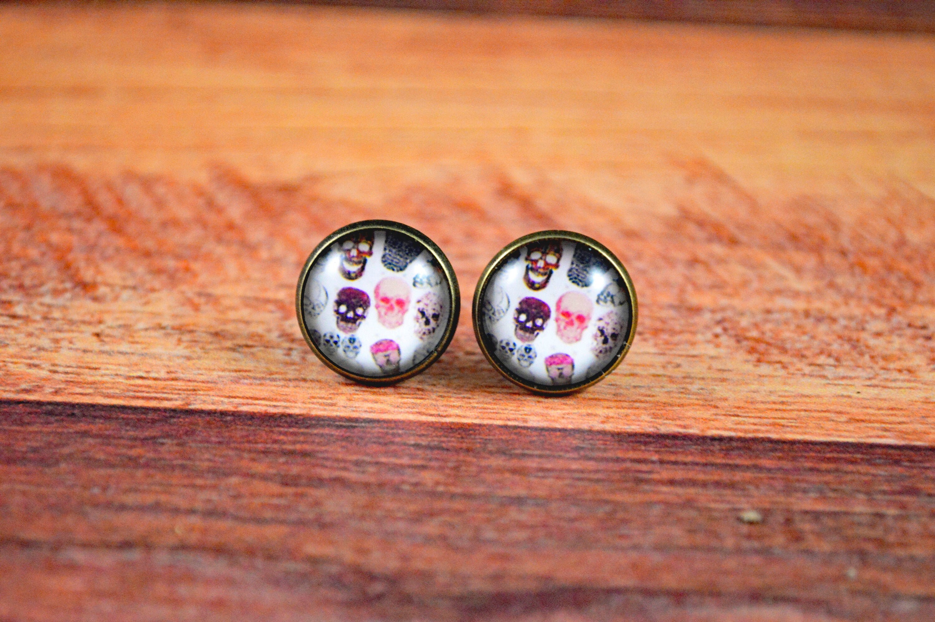 Skull Studs Pink Skull Studs Gray Skull Studs Red Skull - Etsy