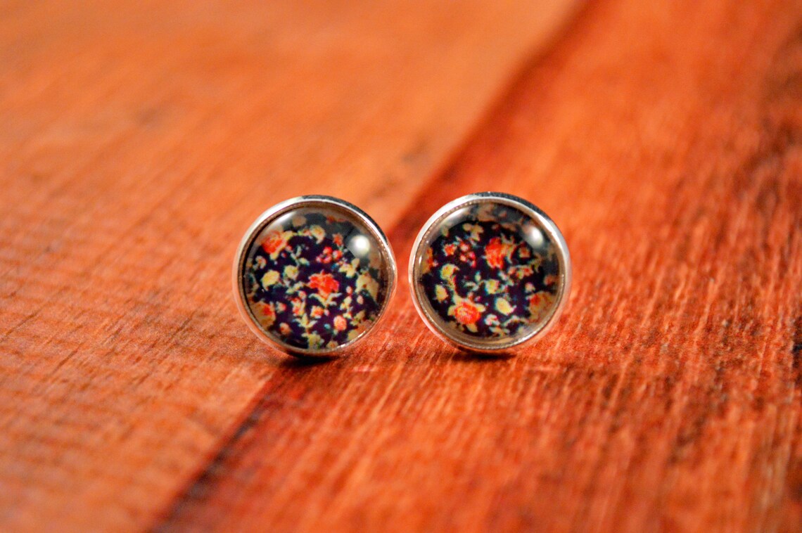 Rose Floral Stud Earrings, Floral Studs, Floral Jewelry, Floral Stud ...