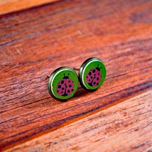Ladybug Studs, Ladybug Earrings, Insect Studs, Insect Earrings, Insect ...