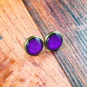 Solid Purple Studs, Purple Earrings, Solid Color Studs, Solid Earrings ...