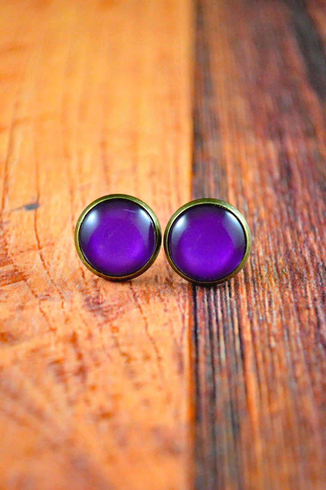 Solid Purple Studs Purple Earrings Solid Color Studs Solid | Etsy