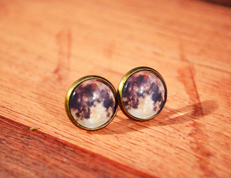 Full Moon Stud Earrings, Moon Earrings, Moon Studs, Moon Jewelry, Moon Studs, Moon Posts, Moon ...