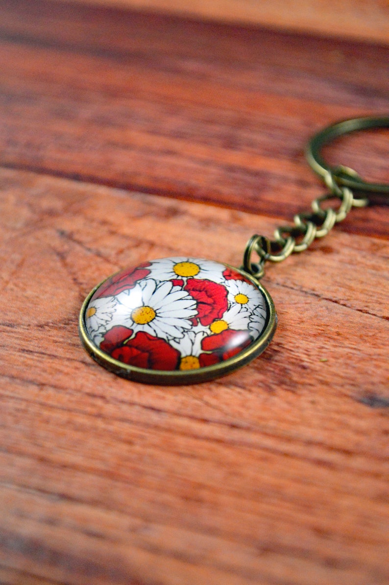 Daisy Key Chain Daisy Key Ring Floral Key Chain Floral Key - Etsy