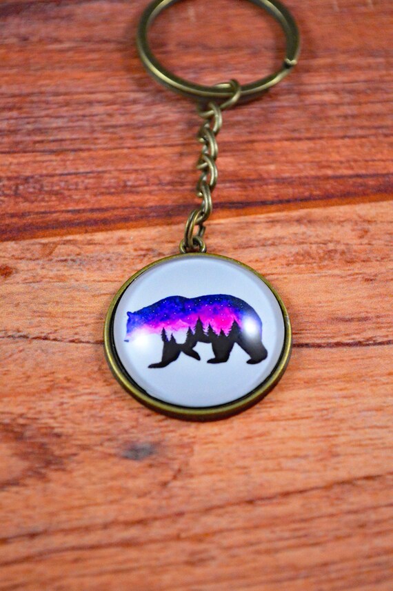 Bear Key Chain Bear Key Ring Bear Gift Purple Key Gift | Etsy