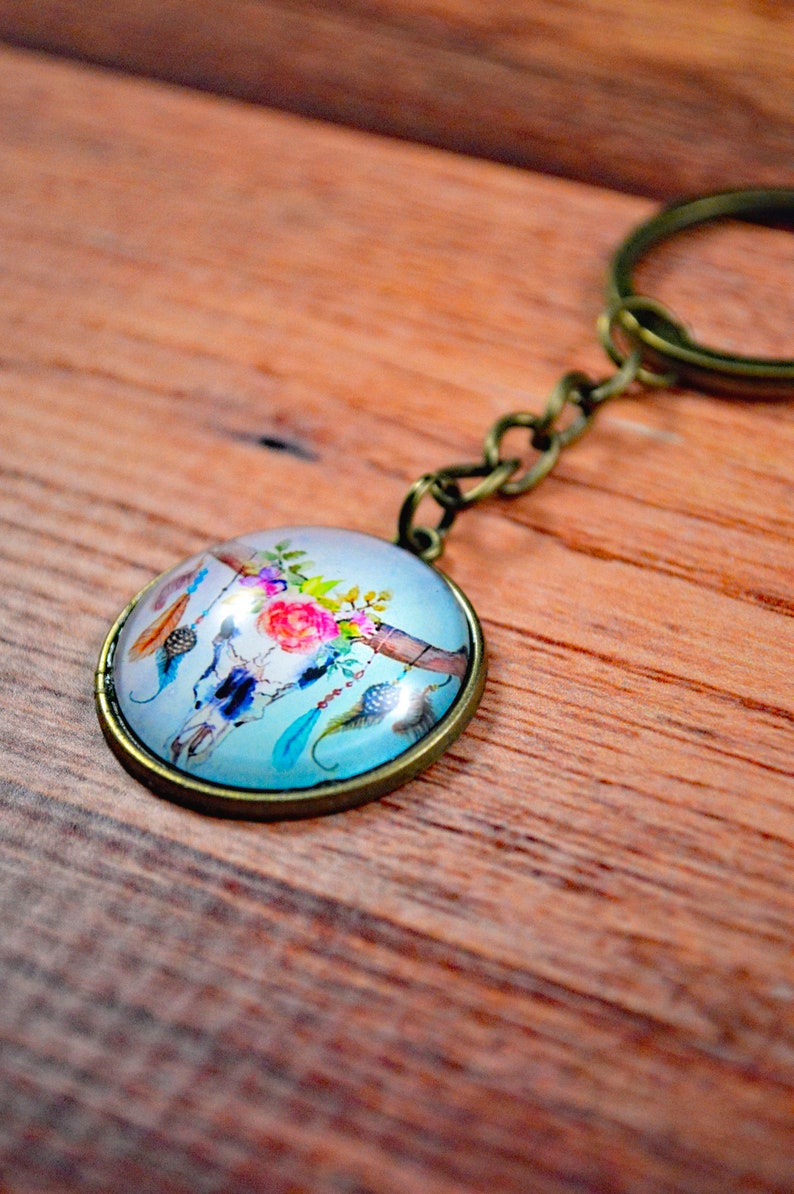 Cow Key Chain Cow Key Ring Cow Gift Floral Cow Key Chain - Etsy
