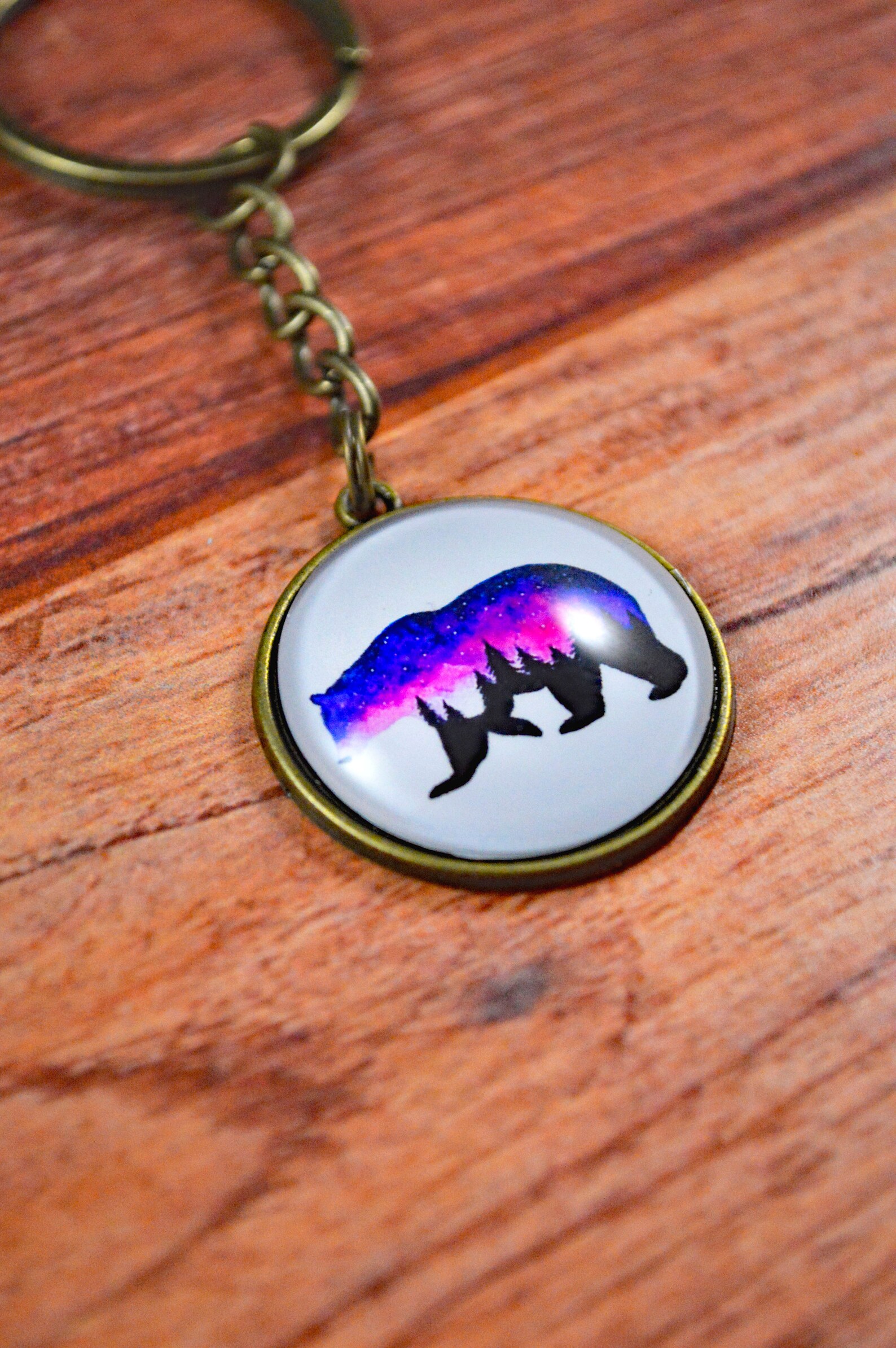 Bear Key Chain Bear Key Ring Bear Gift Purple Key Gift - Etsy