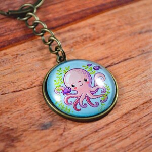Octopus Keyring, Octopus Keychain, Octopus Gift, Pink Octopus, Nautical ...