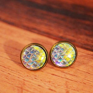 Iridescent Mermaid Studs, Mermaid Stud Earrings, Mermaid Jewelry, Mermaids Earrings, Dragon ...