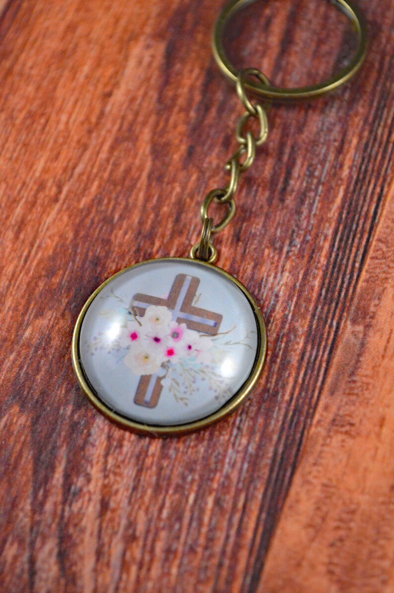 Cross Key Chain Christian Key Ring Cute Key Chain Christian | Etsy