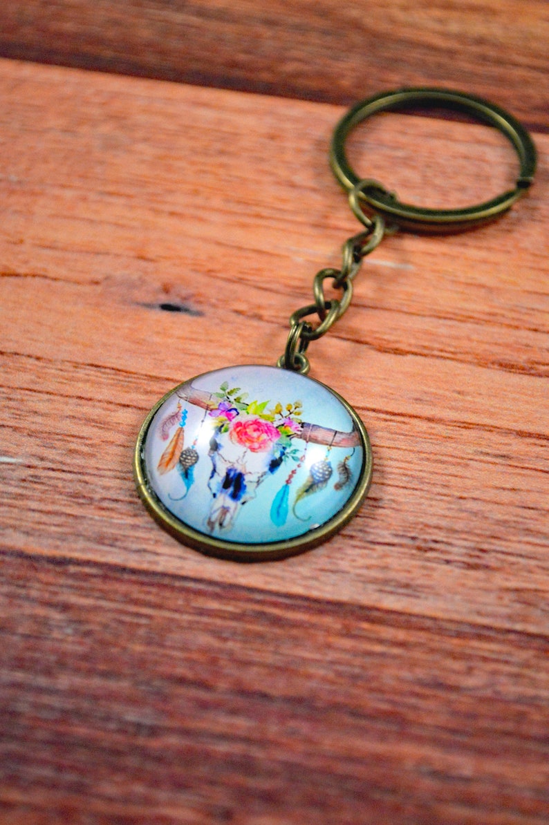 Cow Key Chain Cow Key Ring Cow Gift Floral Cow Key Chain - Etsy