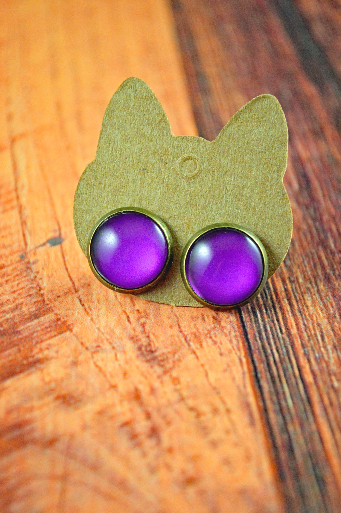 Solid Purple Studs Purple Earrings Solid Color Studs Solid | Etsy