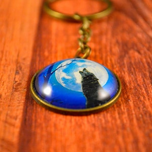 Wolf Key Chain, Wolf Key Ring, Wolf Gift, Rainbow Wolf, Pagan Key Chain ...