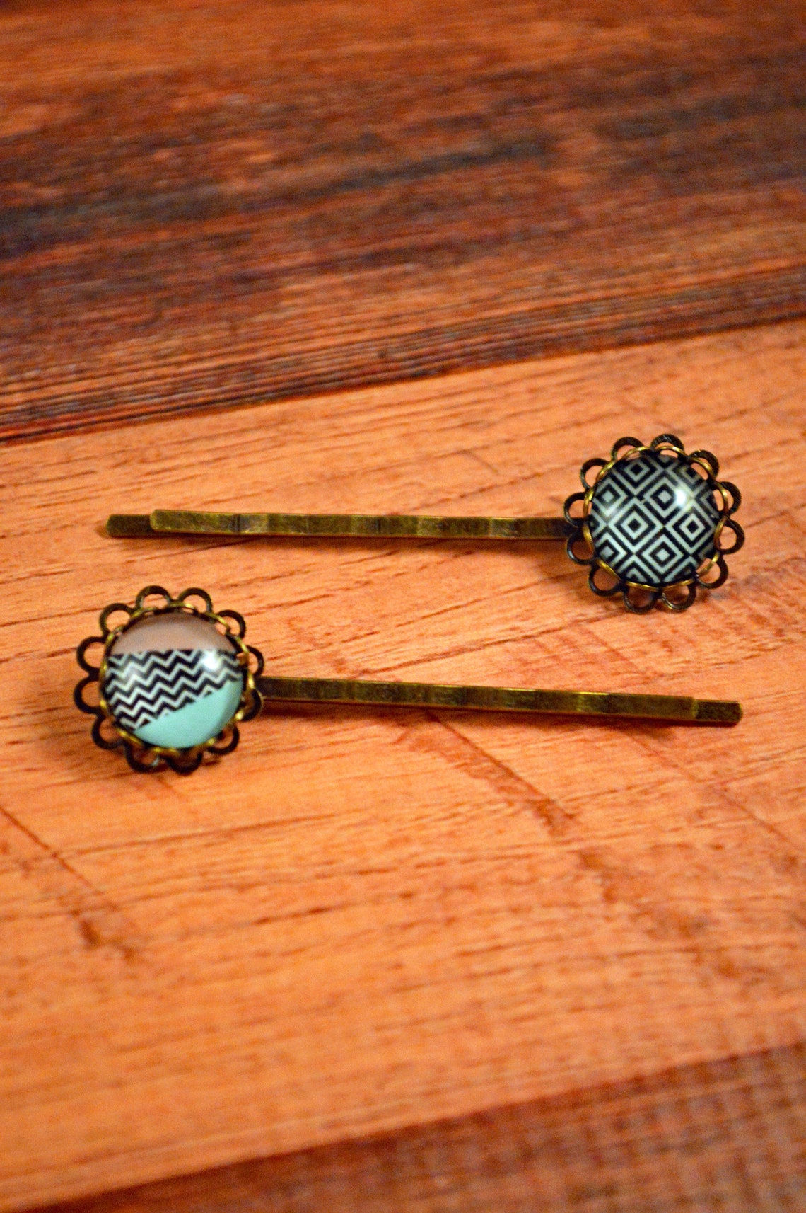 Black Bobby Pins, Modern Bobby Pins, Modern Pins, Chevron Hair Pins ...