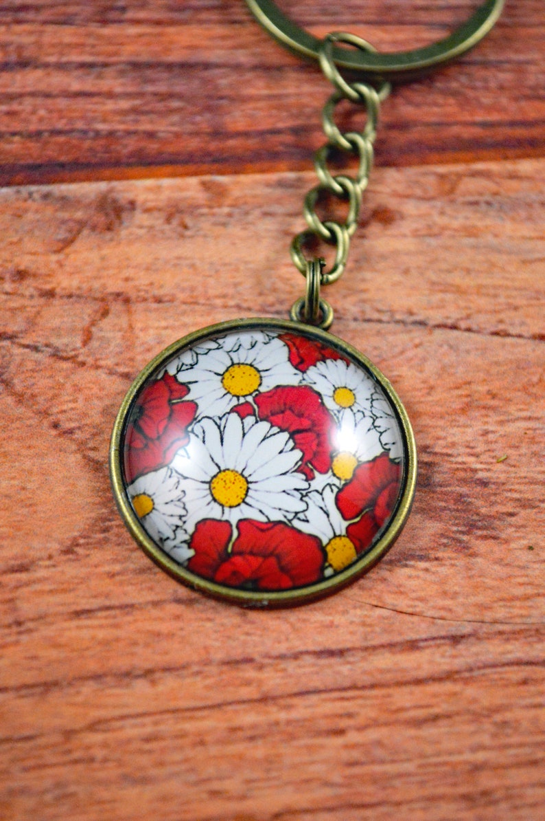 Daisy Key Chain Daisy Key Ring Floral Key Chain Floral Key - Etsy