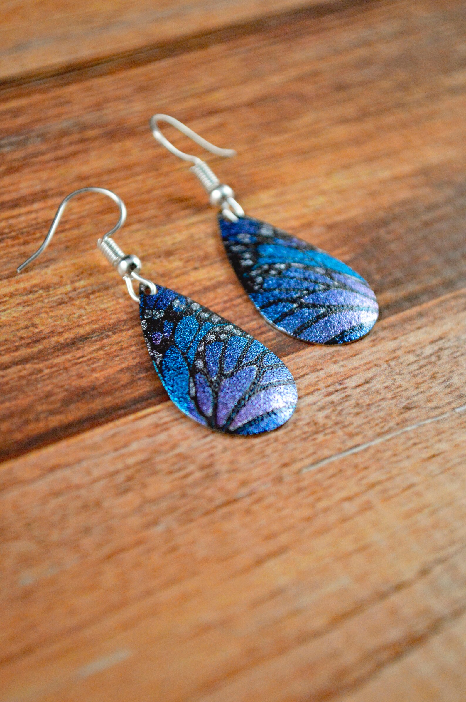 Butterfly Earrings Blue Butterfly Wing Cute Butterfly Gift - Etsy