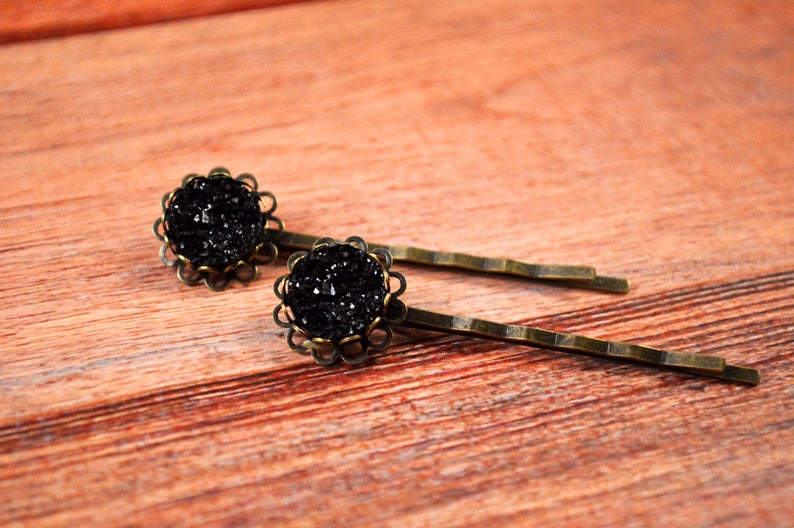 Glitter Hair Pin, Black Hair Pins, Black Bobby Pins, Crystal Bobby Pins ...