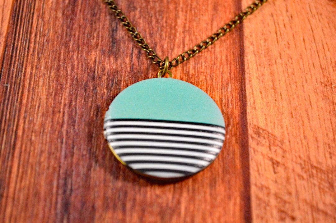 Teal Locket, Cute Teal Locket, Textured Locket, Textured Necklace ...