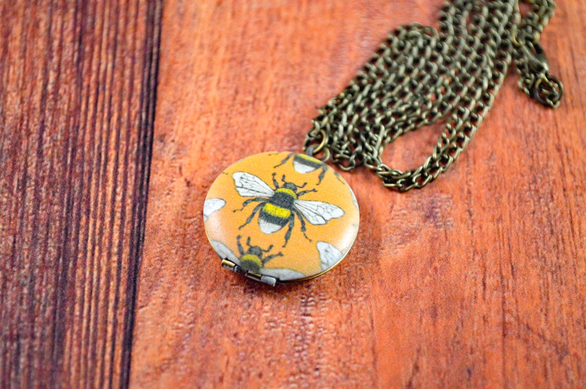 Bee Locket Bee Jewelry Gold Bee Locket Bug Locket Bug | Etsy