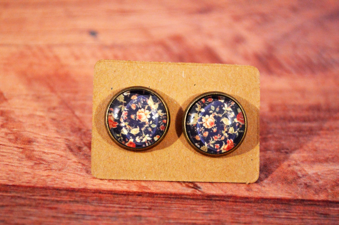 Rose Floral Stud Earrings, Floral Studs, Floral Jewelry, Floral Stud ...