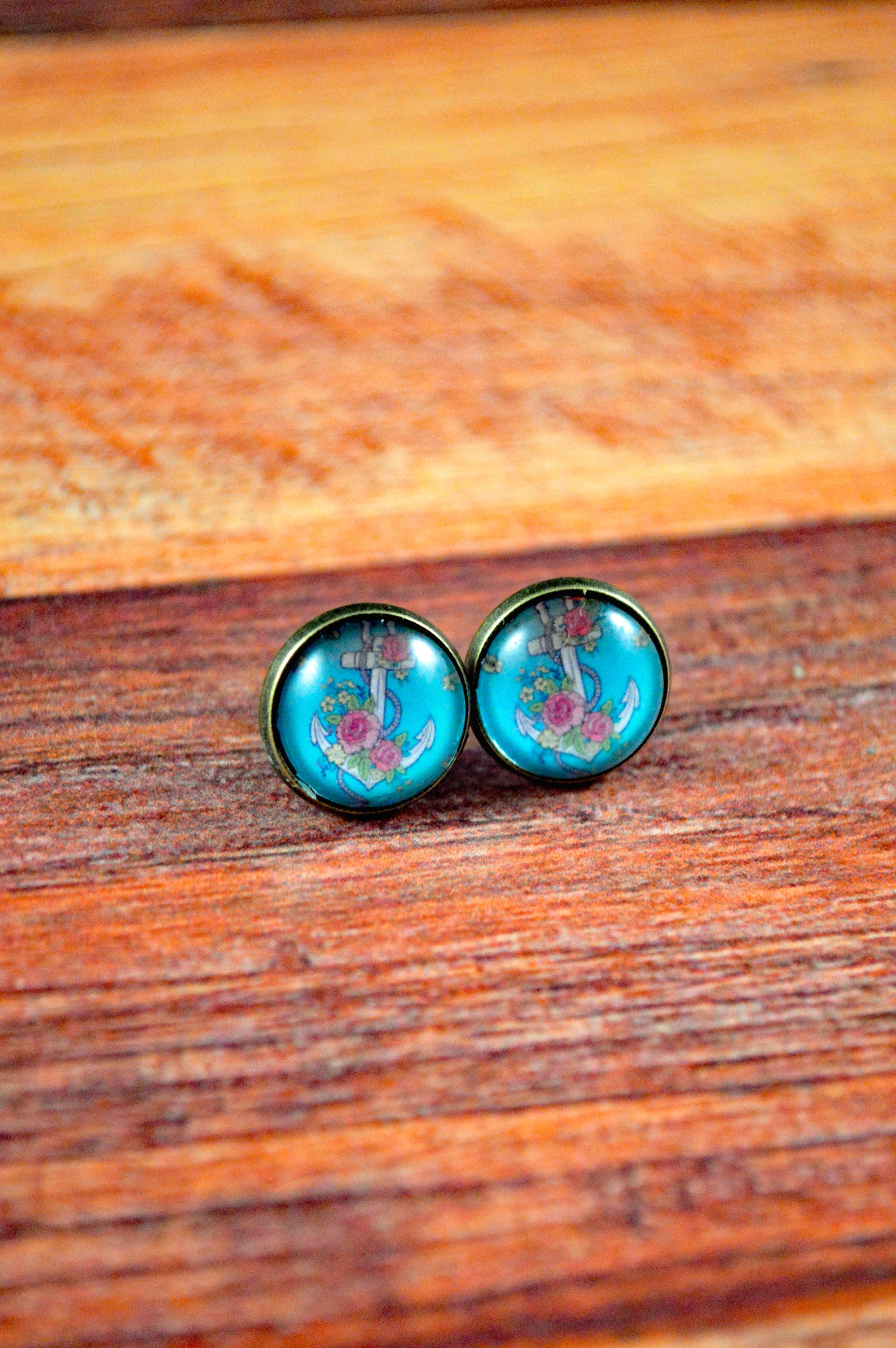 Anchor Studs, Anchor Earrings, Anchor Jewelry, Blue Anchor Studs ...