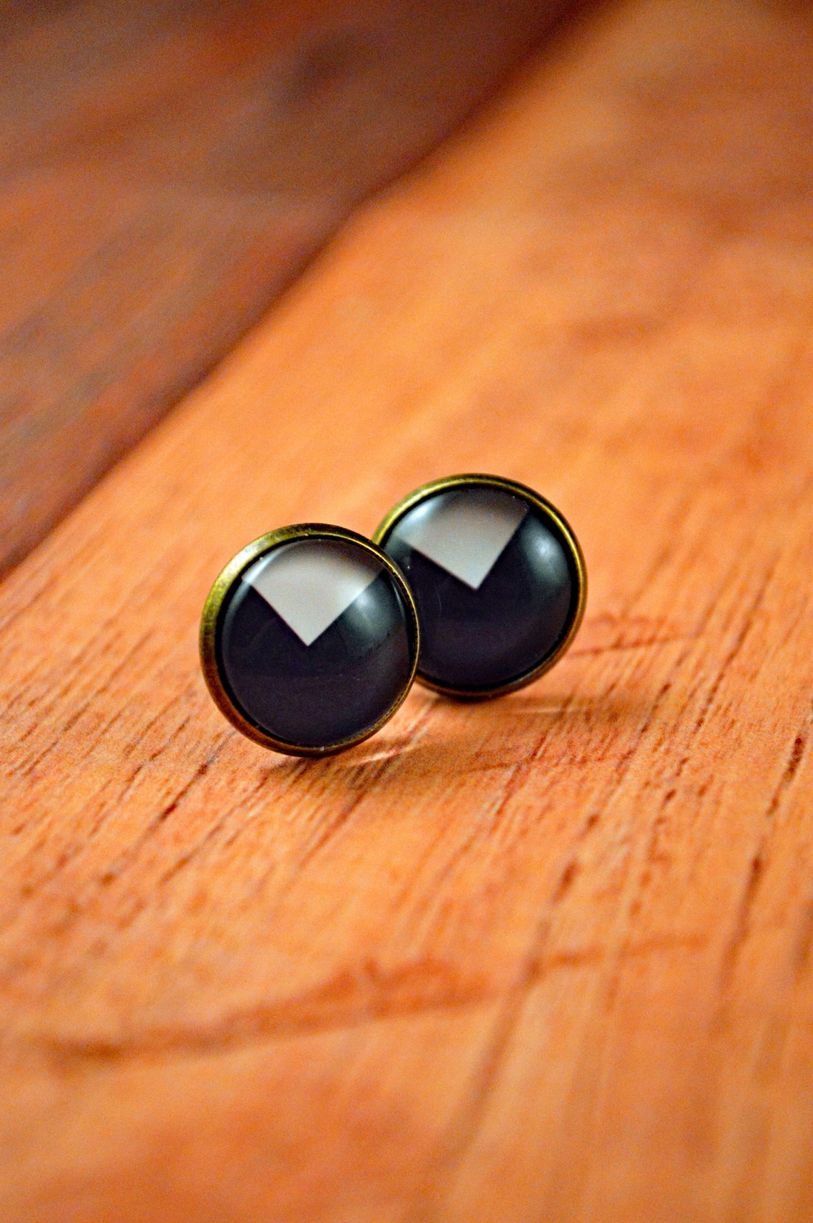 Simple Studs Round Black Studs Black Earrings Simple | Etsy