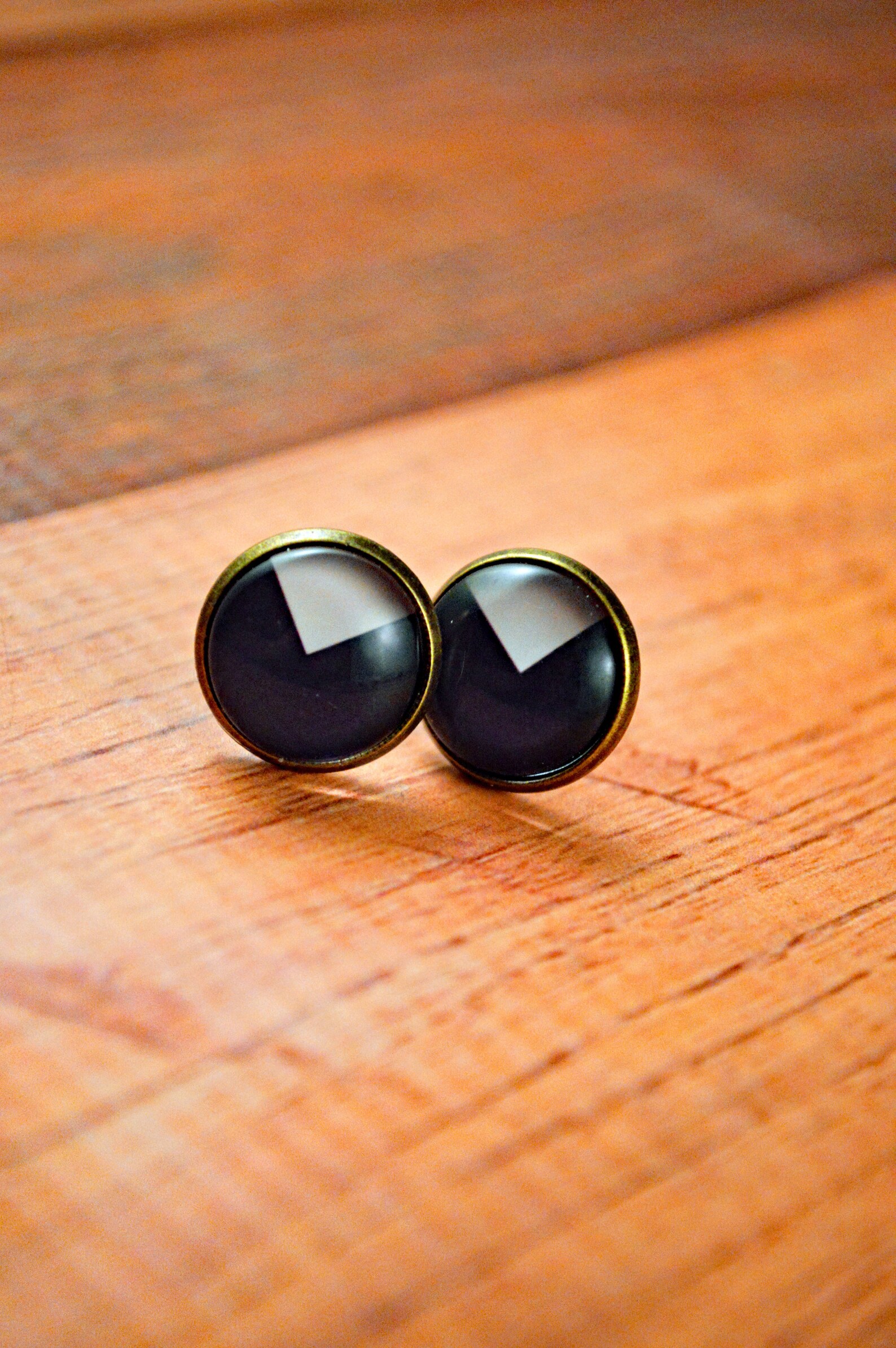 Simple Studs Round Black Studs Black Earrings Simple | Etsy