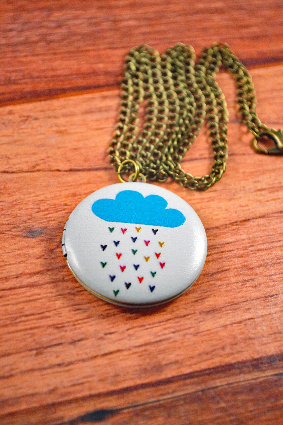 Rainbow Rain Locket, Raindrop Locket, Weather Locket, Rain Necklace ...
