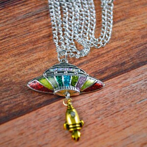 UFO Necklace, Space Necklace, Space Jewelry, Glitter UFO, Science ...