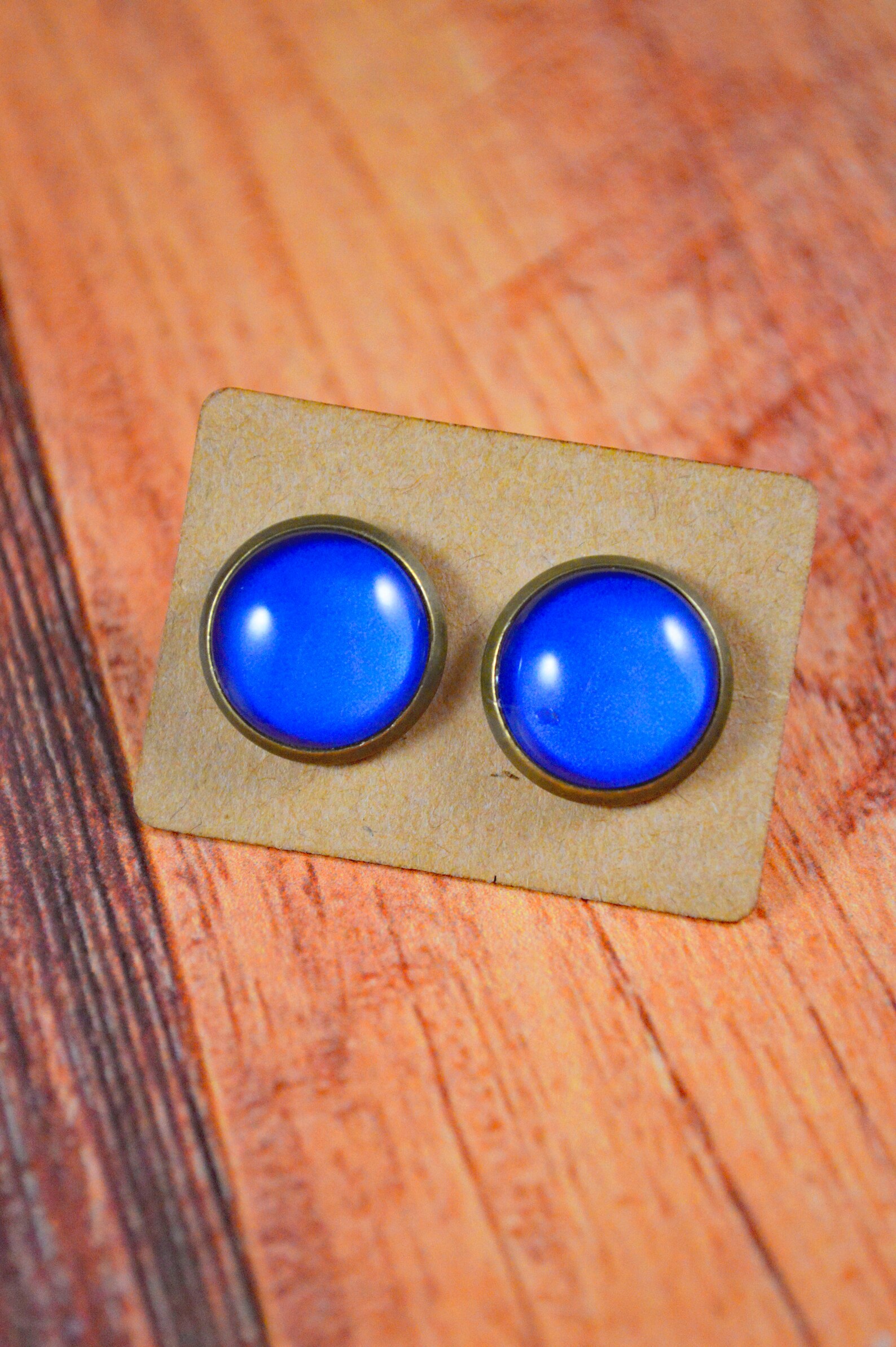 Solid Blue Studs Blue Earrings Solid Color Studs Solid | Etsy