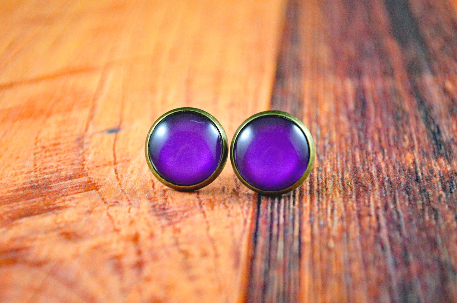 Solid Purple Studs Purple Earrings Solid Color Studs Solid | Etsy