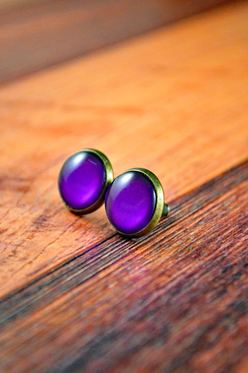 Solid Purple Studs Purple Earrings Solid Color Studs Solid | Etsy
