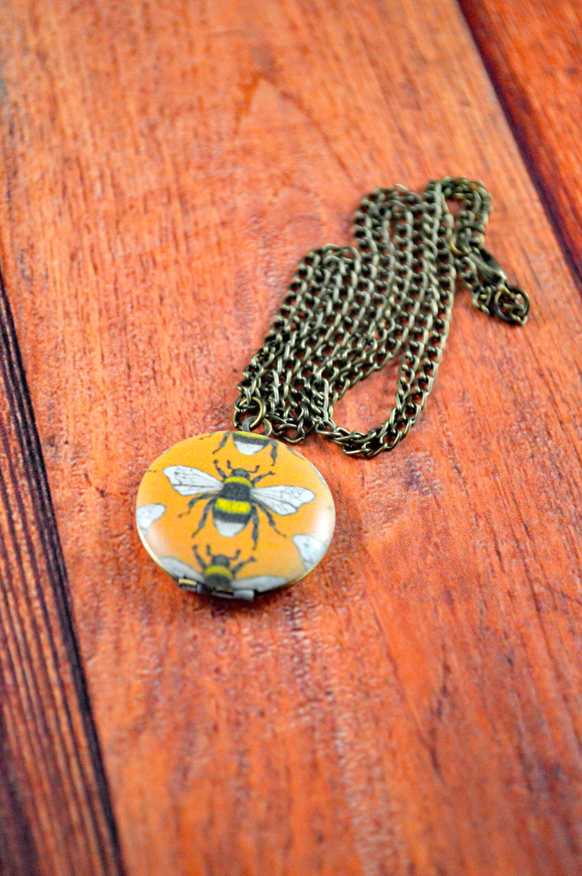 Bee Locket, Bee Jewelry, Gold Bee Locket, Bug Locket, Bug Jewelry ...