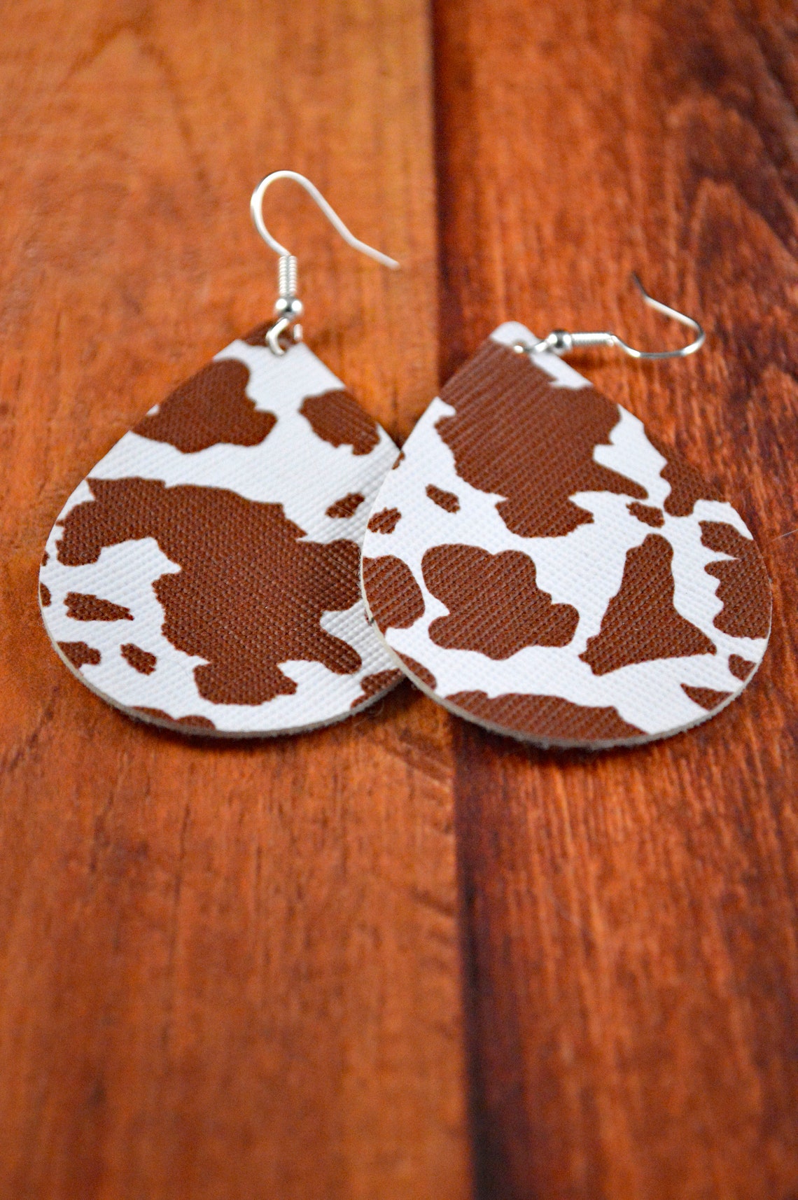 Animal Print Earrings Cow Print Cow Earrings Brown Cow - Etsy