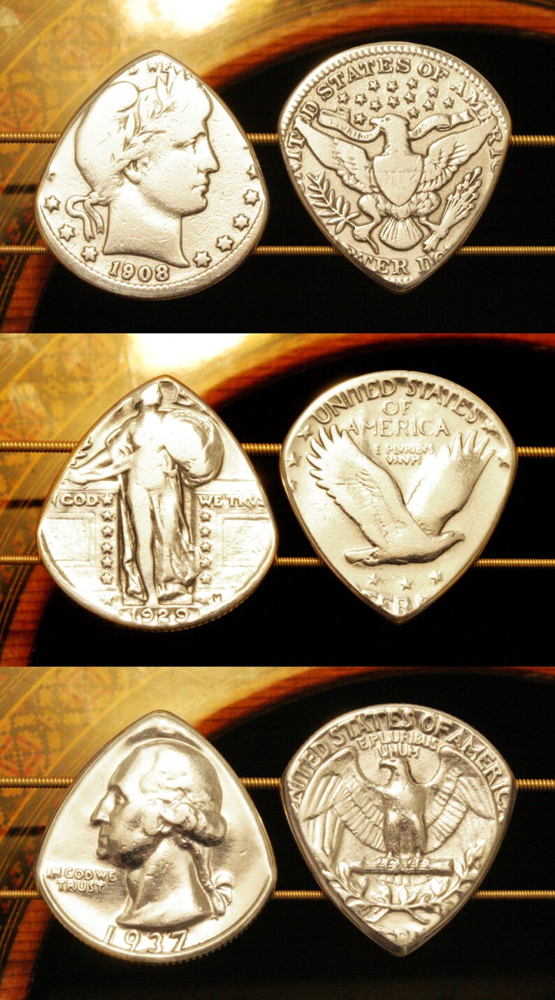Set of 3 Antique Silver Quarter-dollar Coin Guitar Picks ... - Etsy