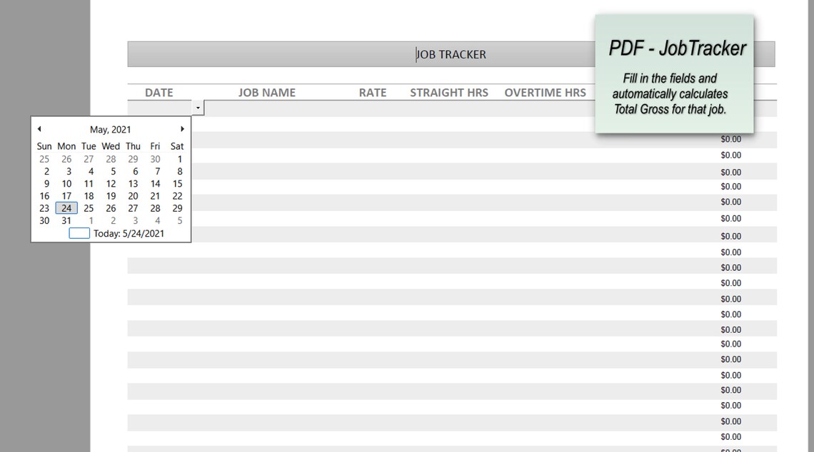 Simple Fillable Job Tracker PDF | Etsy