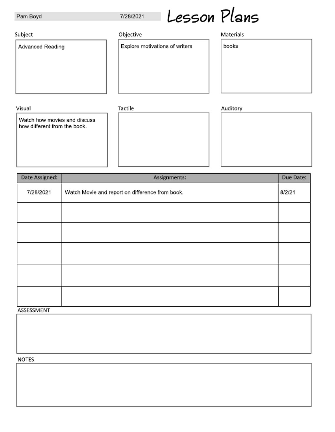Back to School Lesson Plans Template - Etsy
