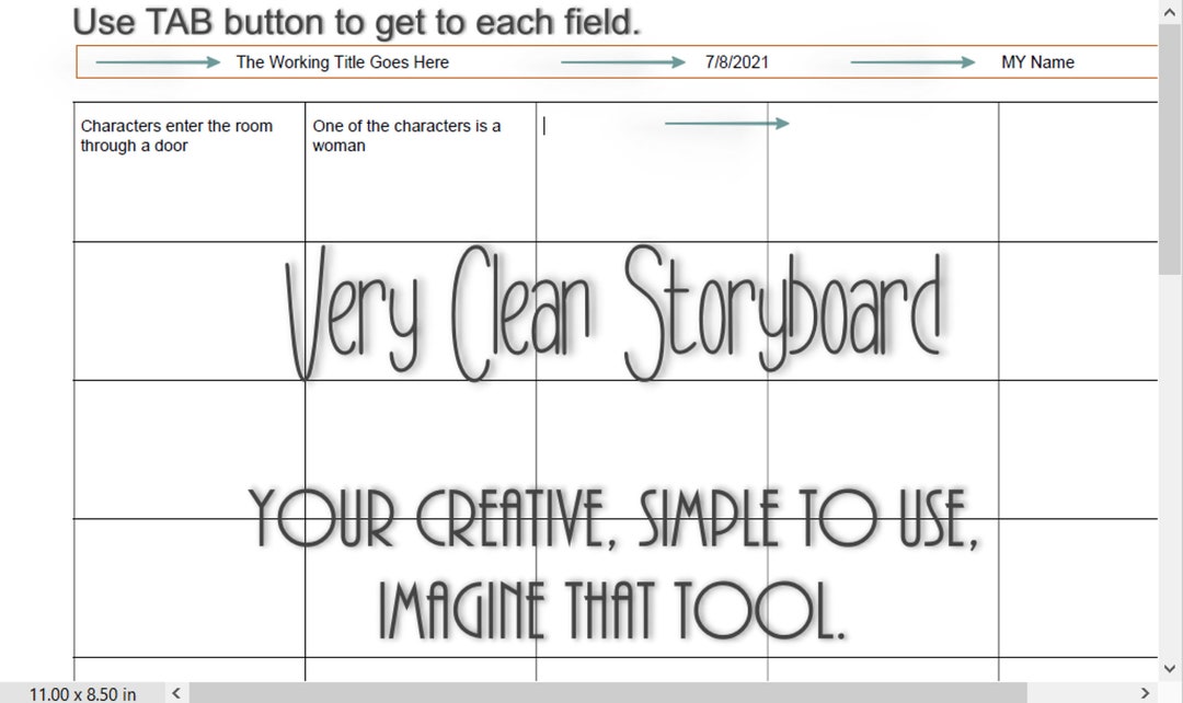 Clean Storyboard Template - Fillable - Reusable PDF - Etsy