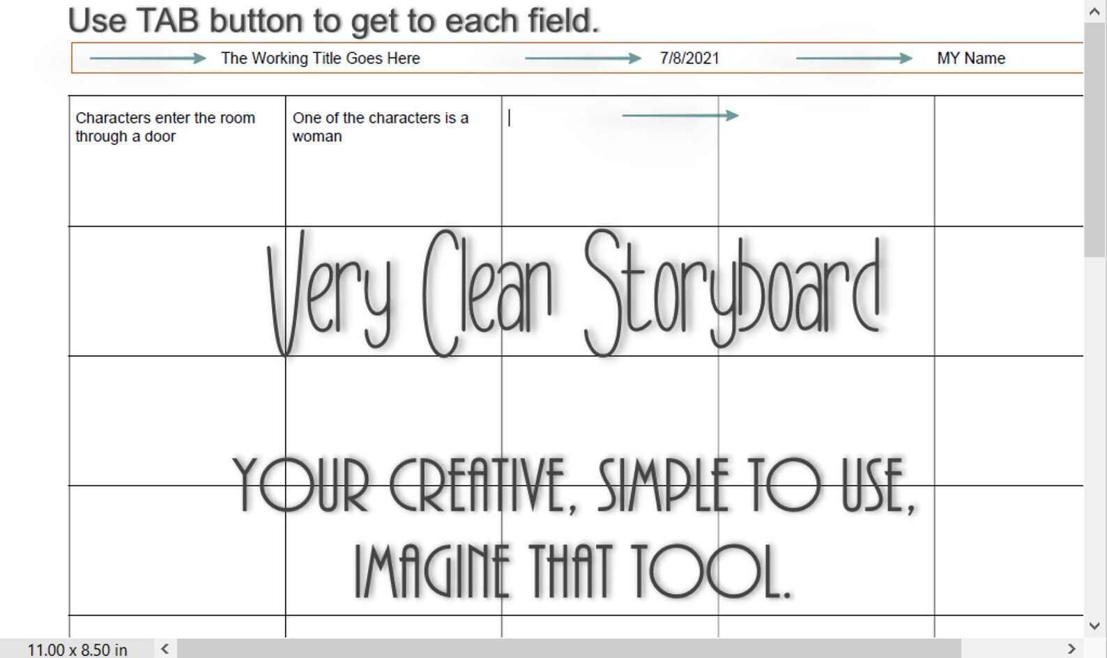 Clean Storyboard Template - Fillable - Reusable PDF - Etsy